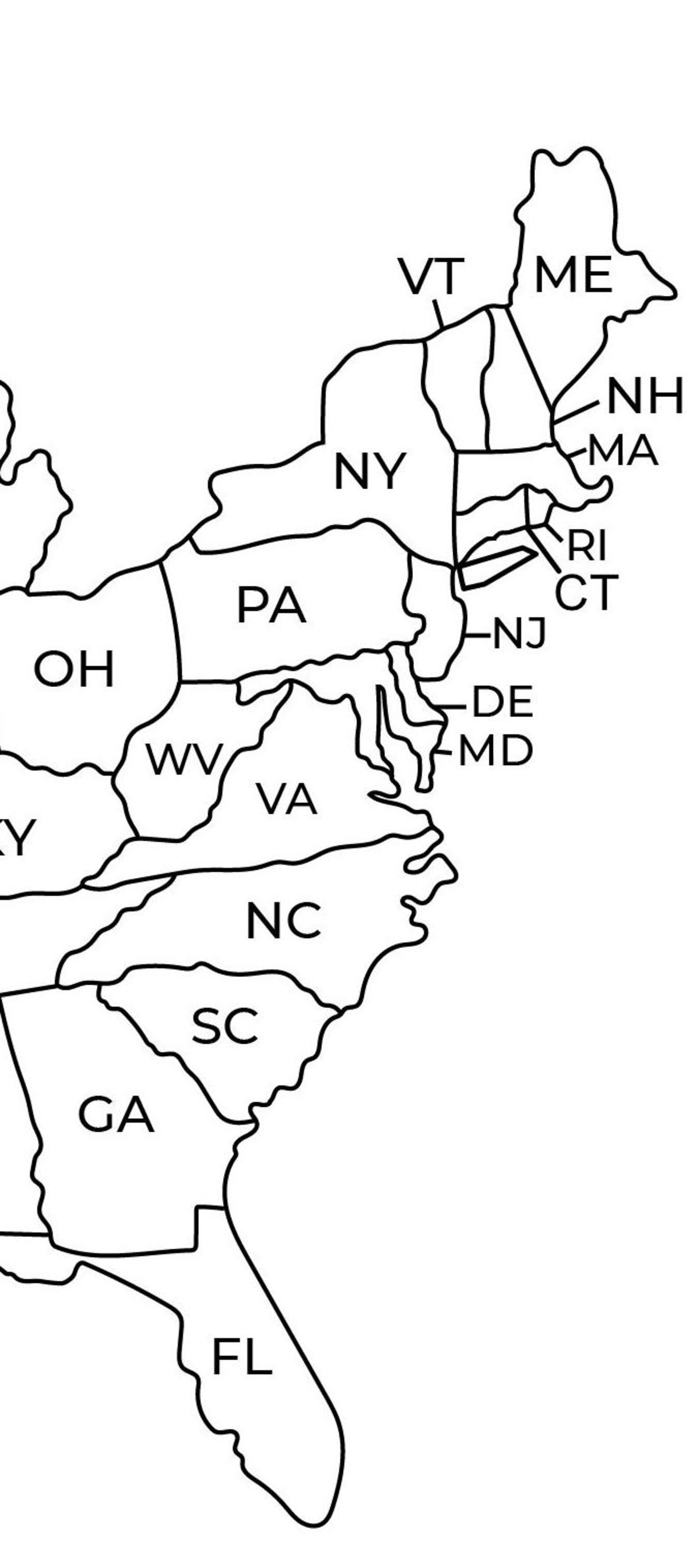 US States Quiz 50 States Quiz Map Printable Outline Comes With Labeled ...