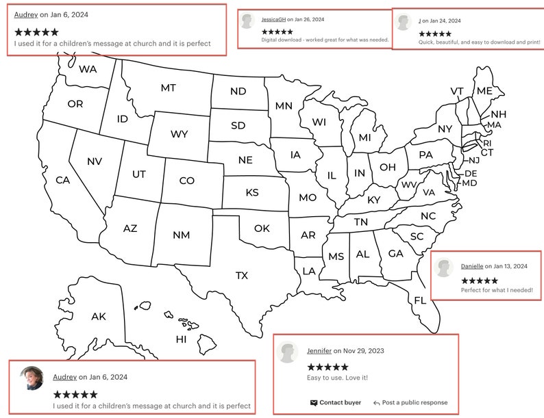USA Map Outline | Printable United States Map - Etsy