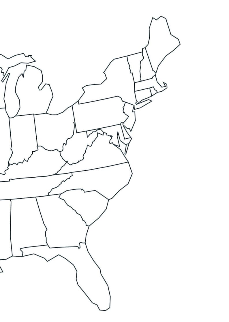 US States Quiz 50 States Quiz Map Printable Outline Comes With Labeled ...