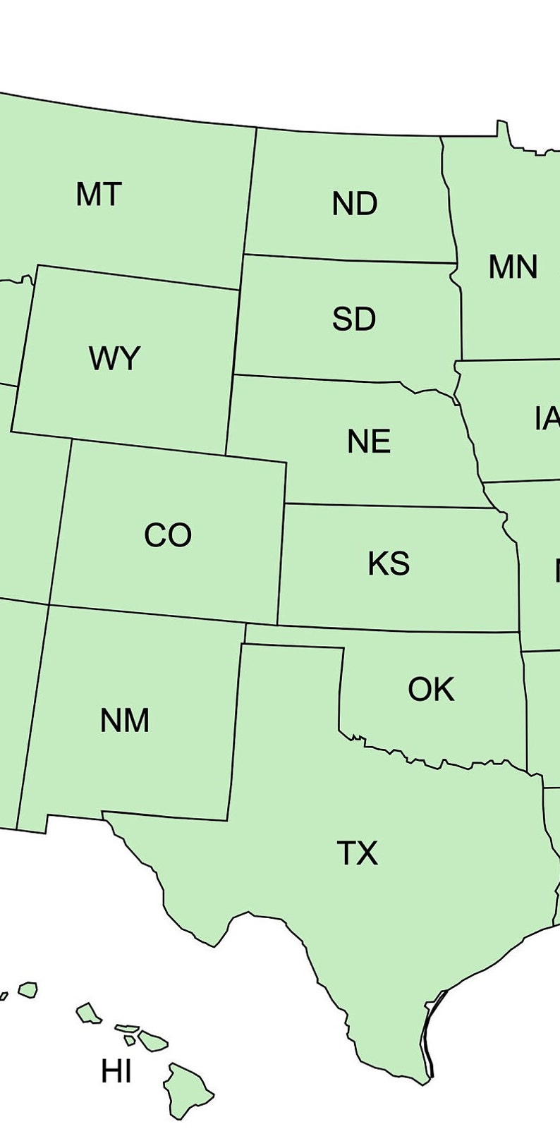 Green Map of East Coast USA Map of the United States Printable ...