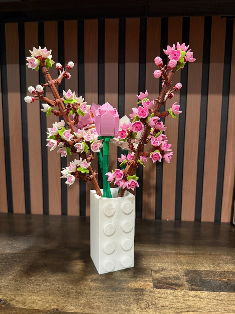 Brick Flower Vase 3D Printed | Lego Style Decor | Modern Desk Vase ...