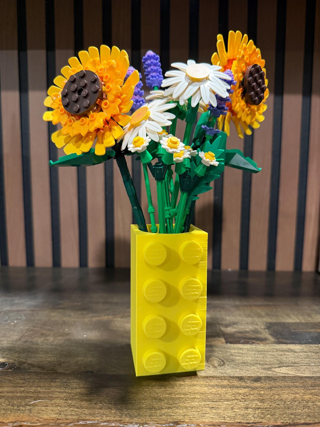 Brick Flower Vase 3D Printed | Lego Style Decor | Modern Desk Vase ...
