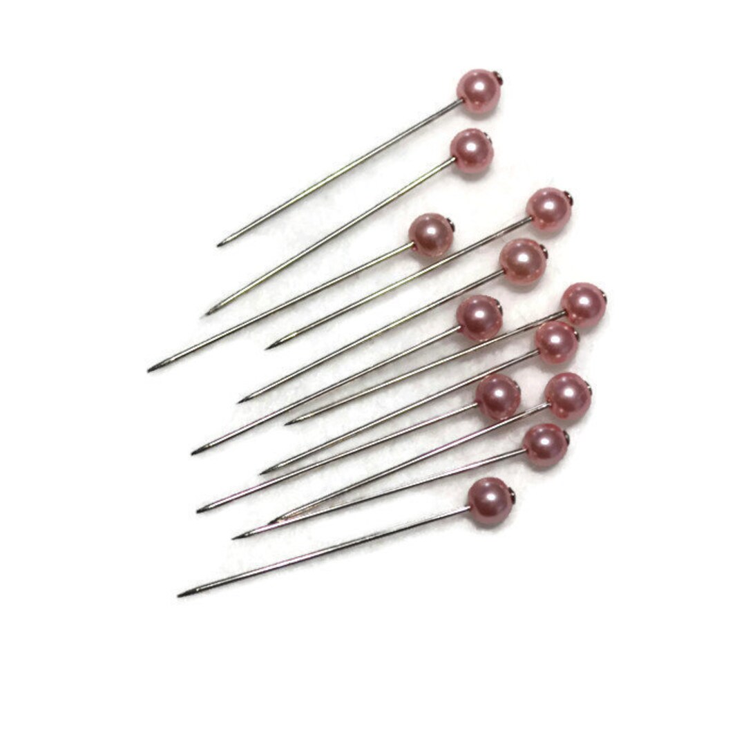 Bright Pink Glass Head Straight Pins, Set of 12 or 24 - Etsy