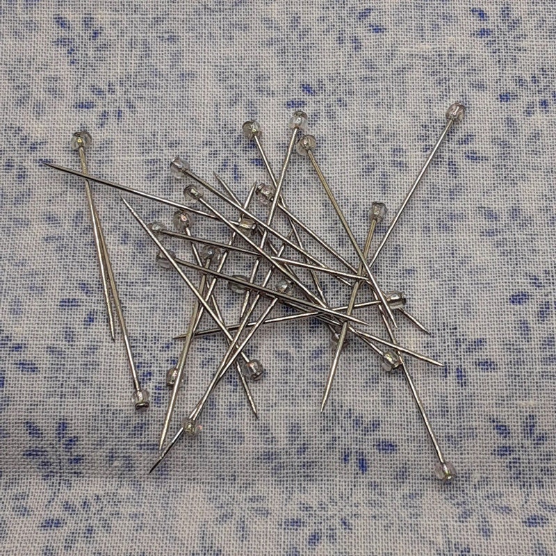 Crystal Glass Head Straight Pins 24 Piece Beaded Sewing Pins - Etsy