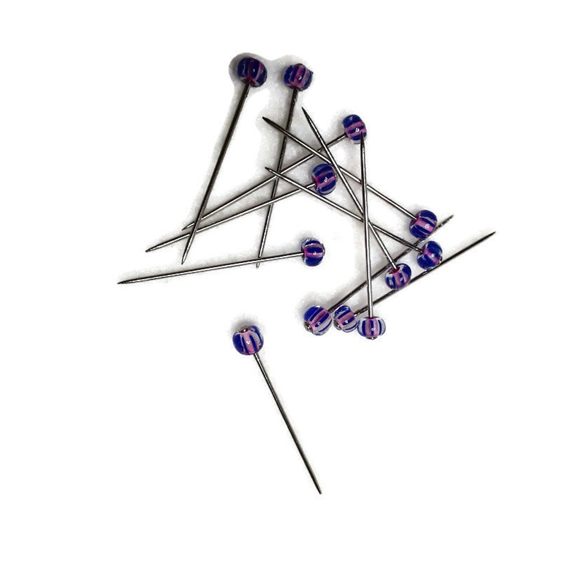 Striped Glass Head Straight Pins Choice | Etsy