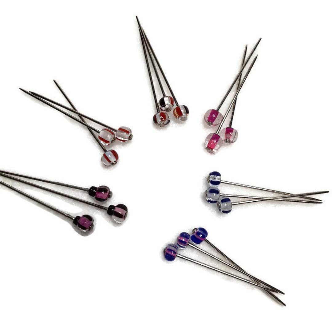 Striped Glass Head Straight Pins, Choice - Etsy