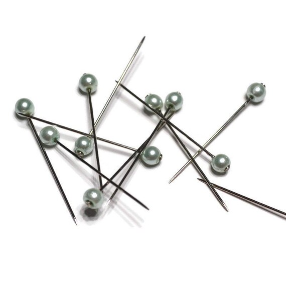 Aqua Glass Head Straight Pins Set of 12 or 24 - Etsy