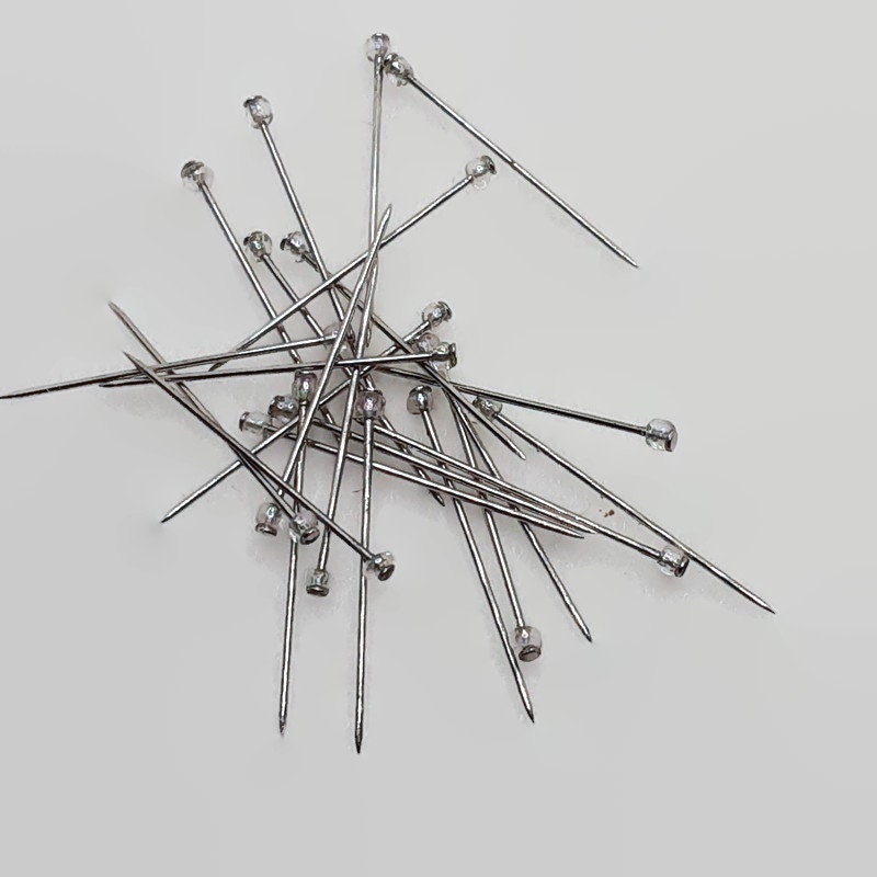 Crystal Glass head straight pins 24 piece Beaded Sewing Pins | Etsy