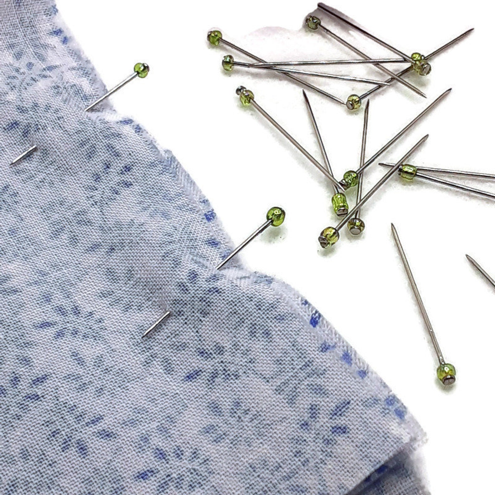 AB Light Green Beaded Sewing Pins Glass Head Straight Pins - Etsy