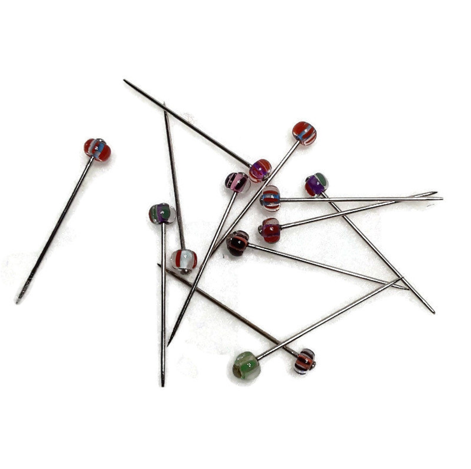 Striped Glass Head Straight Pins Choice - Etsy