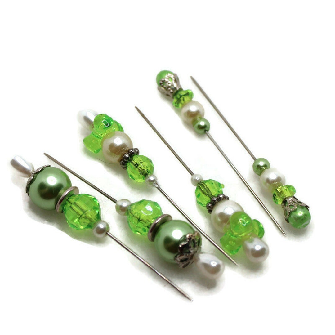 Lime Green Pincushion Pins, Set of 6 - Decorative Pins - Etsy