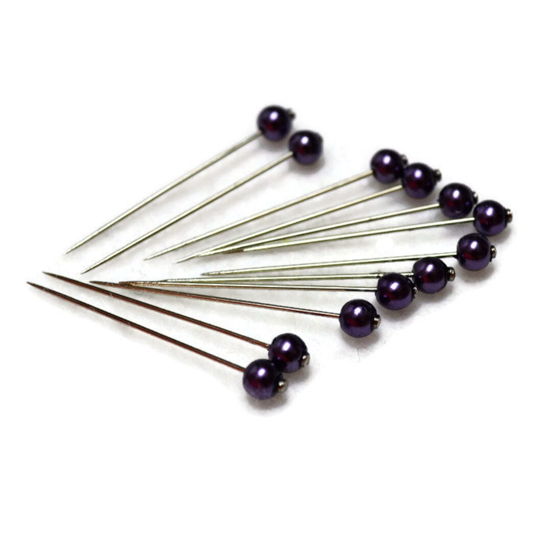 Dark Purple Glass Head Straight Pins - Etsy