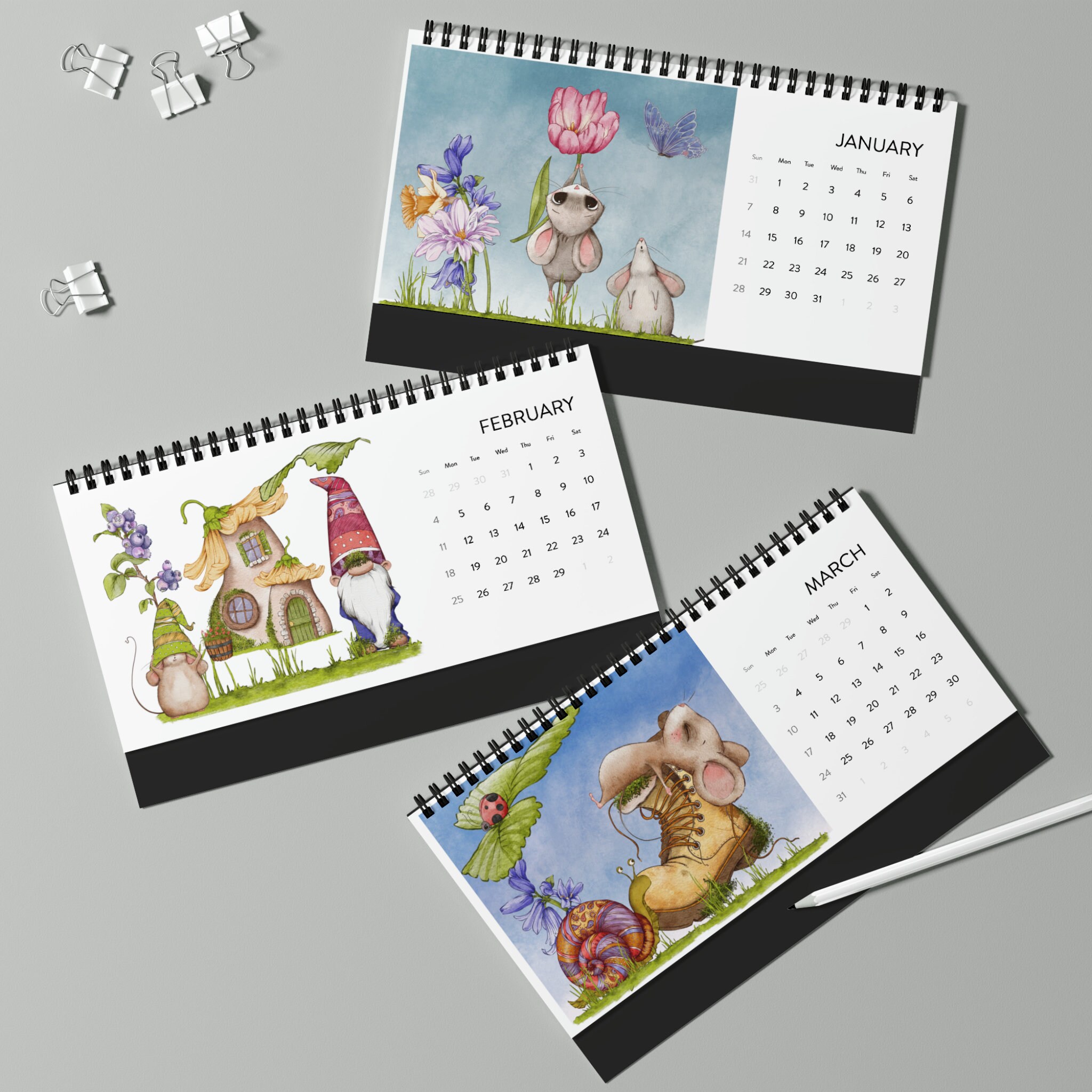 Adorable Mice & Friends Desktop Calendar 2024 - Etsy