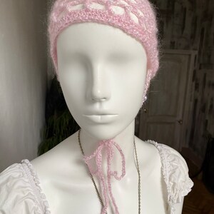 Crochet Mohair Bonnet Mesh Bonnet Adult Bonnet Summer Bonnet Knitted ...