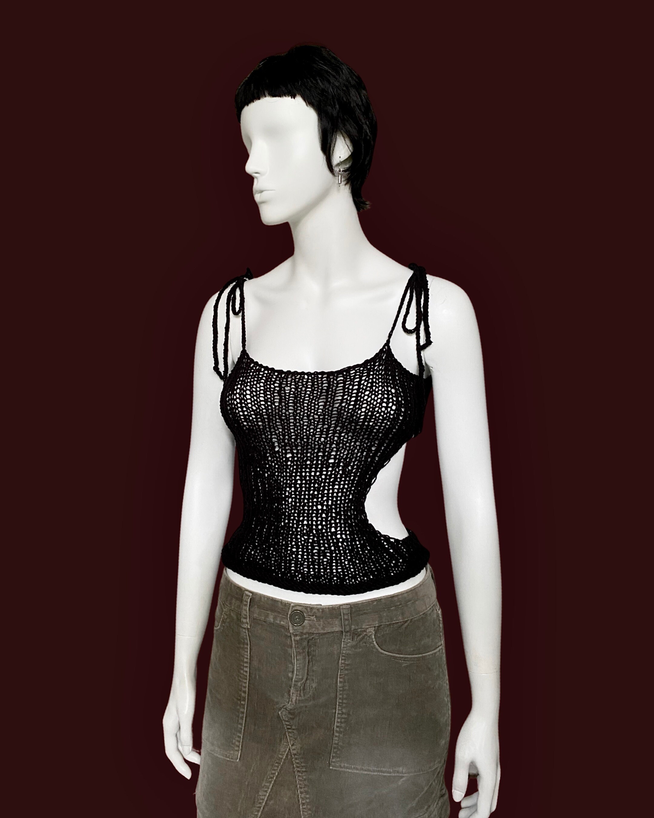 Y2K Subversive Cut Out Knitted Top Asymmetrical Knit Tank Top - Etsy