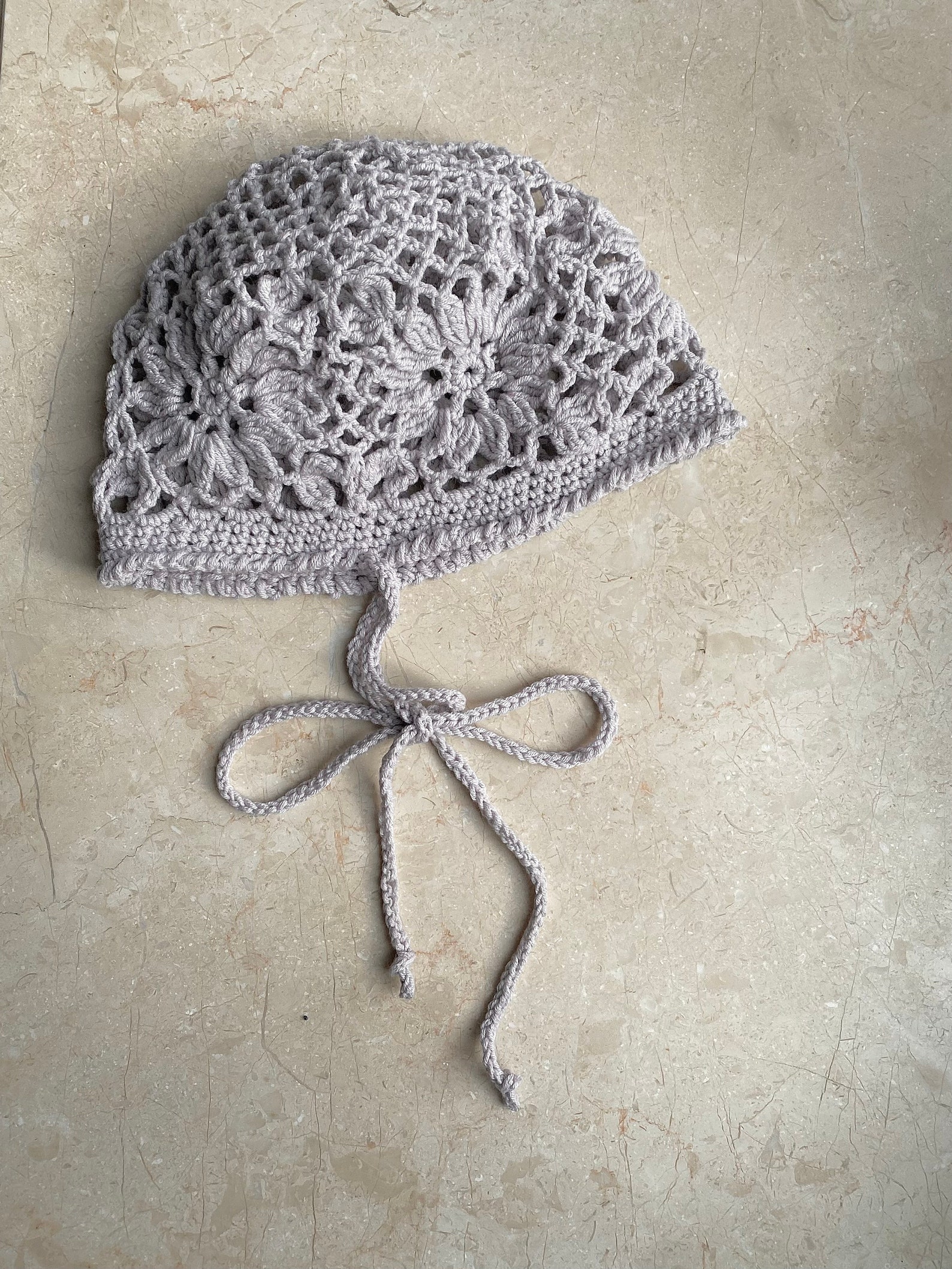 Crochet Floral Bonnet Mesh Bonnet Adult Bonnet Summer Bonnet Knitted ...