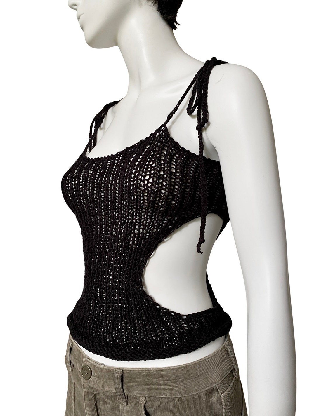 Y2K Subversive Cut Out Knitted Top Asymmetrical Knit Tank Top - Etsy