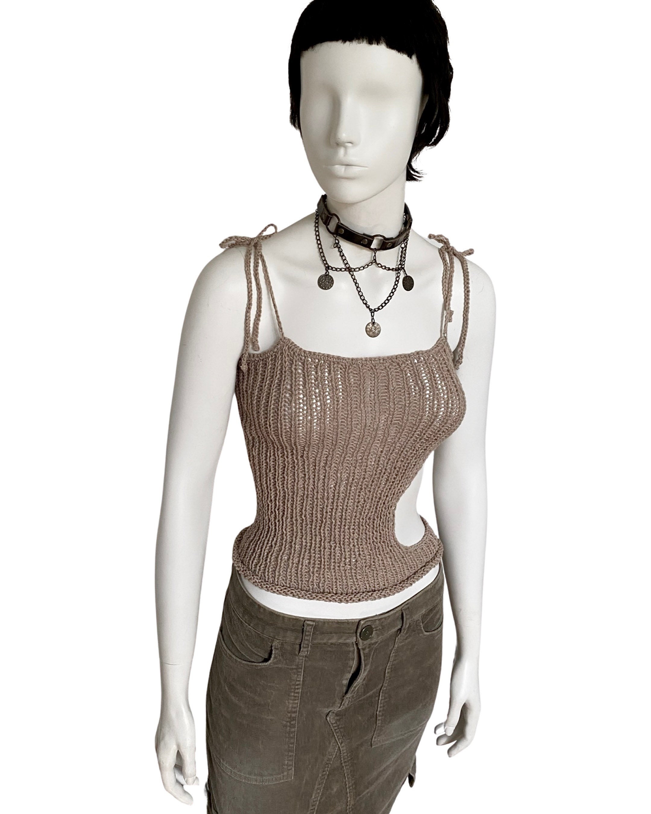 Y2K Subversive Cut Out Knitted Top Asymmetrical Knit Tank Top - Etsy