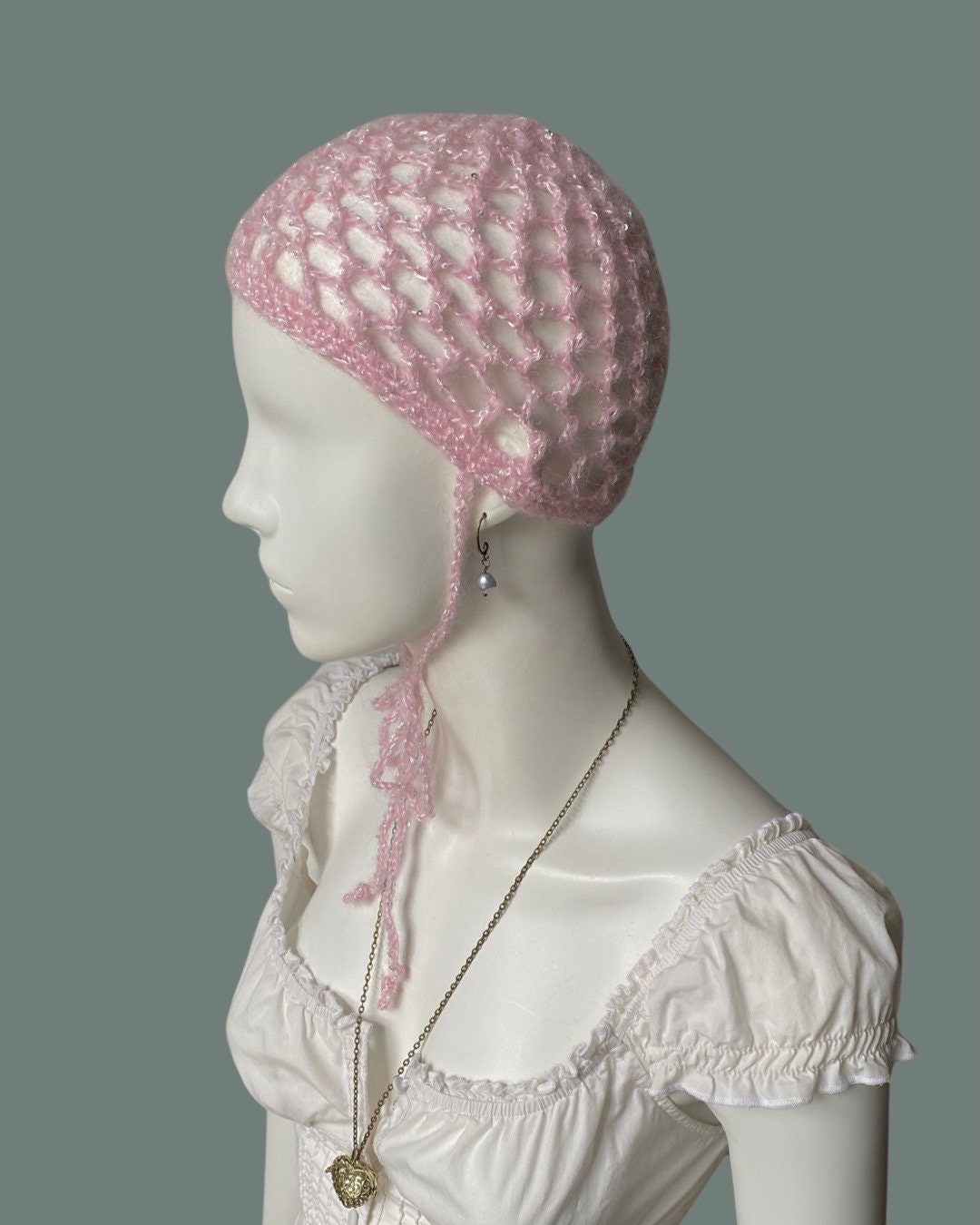 Crochet Mohair Bonnet Mesh Bonnet Adult Bonnet Summer Bonnet Knitted ...