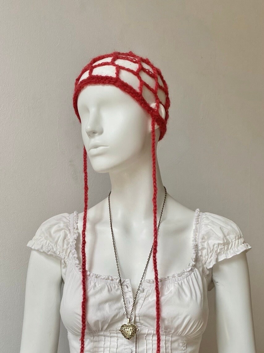 Delicate Mohair Bonnet Crochet Mesh Bonnet Adult Bonnet Summer Mohair ...