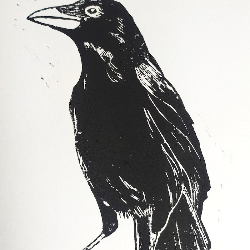 Crow Linocuts - Etsy