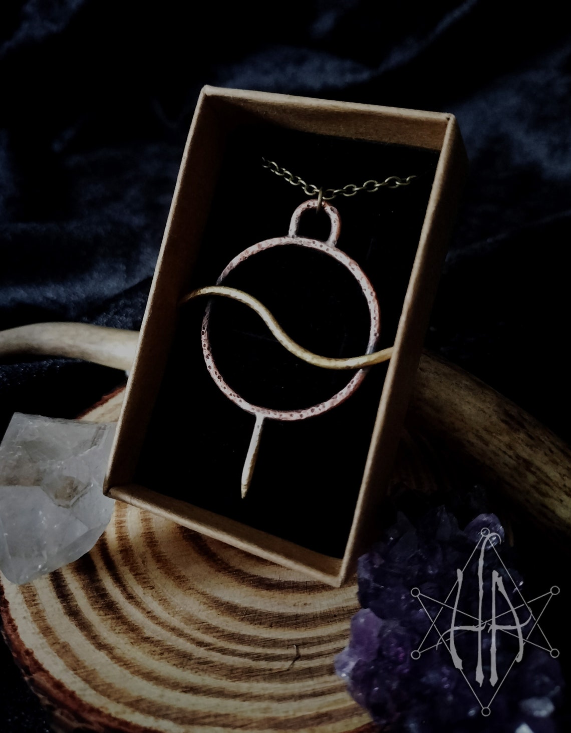 ELEMENTAL OCCULT PENDANT, Circle Element Necklace, Alchemy Symbol ...