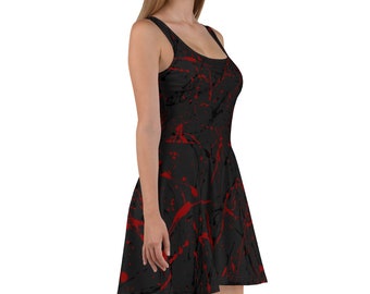 Blood Splatter Halloween Dress, Bloody Pinup Halter Dress, White Blood ...