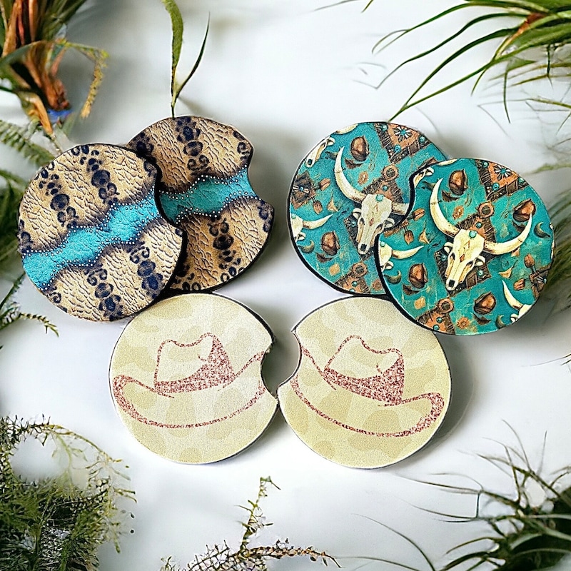 Western Turquoise Car Coasters - Etsy