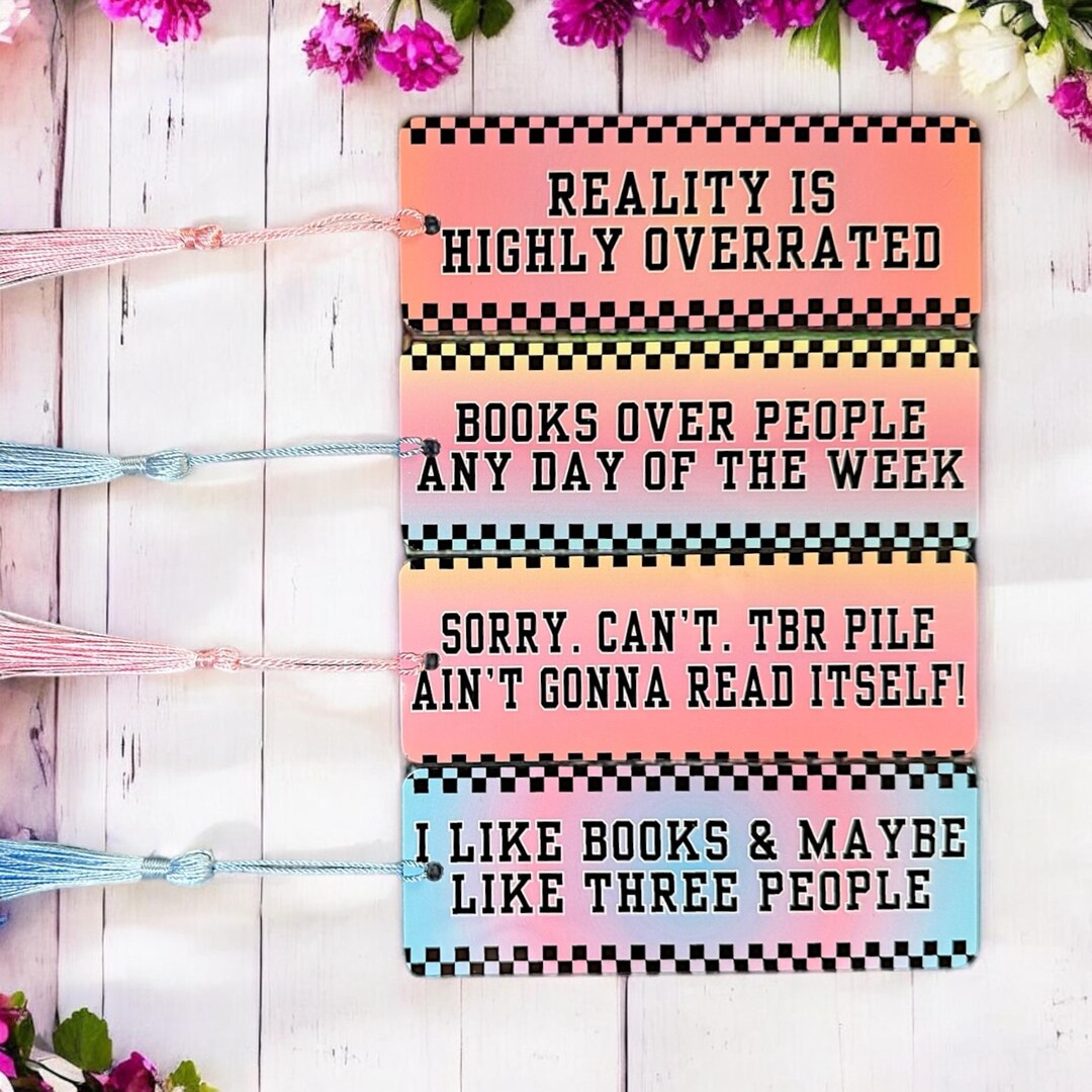 Bookmarks | Checkered Print Bookmarks | TBR List | Books Over People - Etsy