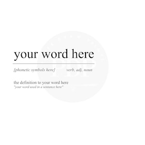 Custom Dictionary Definition Print - Digital Download Print - Custom ...