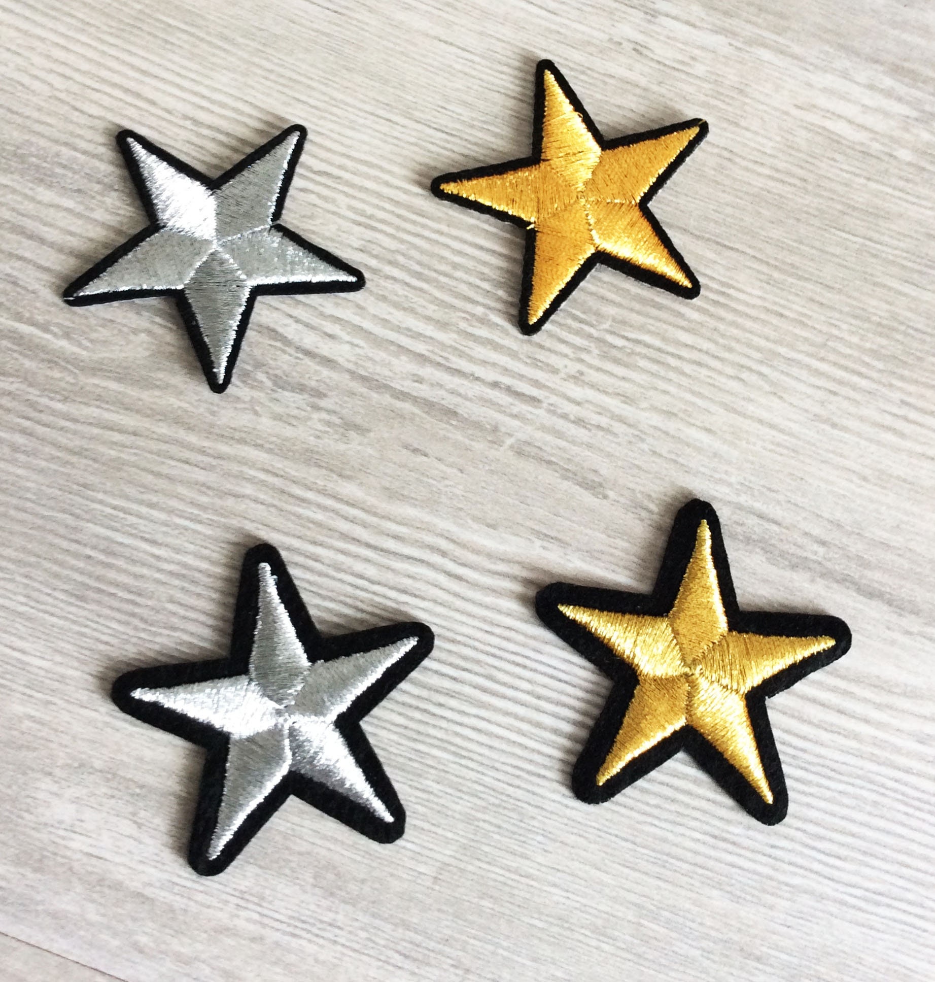 Embroidered IRON on PATCH Gold Silver Star Patches Heat | Etsy