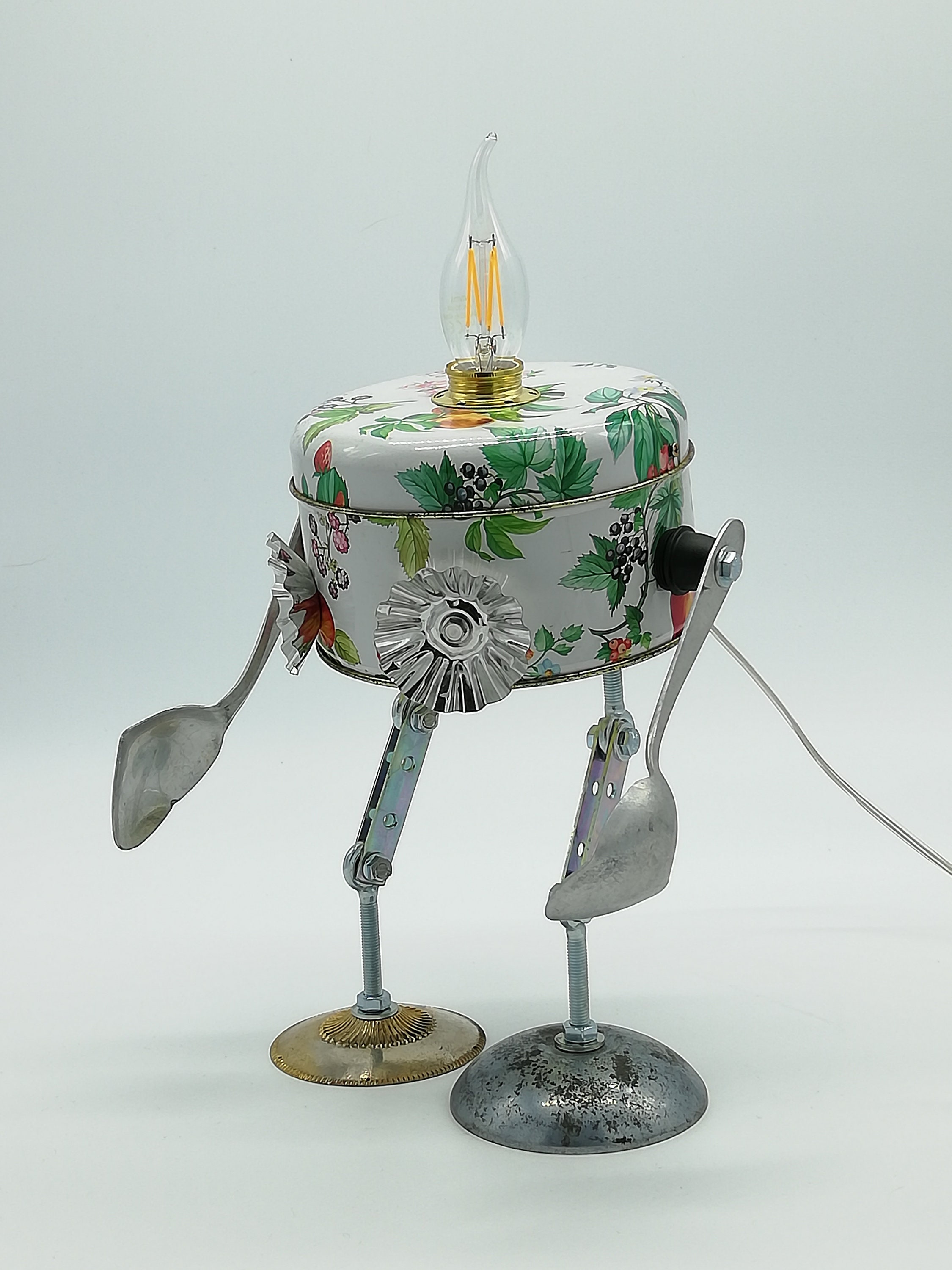 Robot Table Lamp, Desk, Bedside Table, Handmade, Recycling and Recovery ...