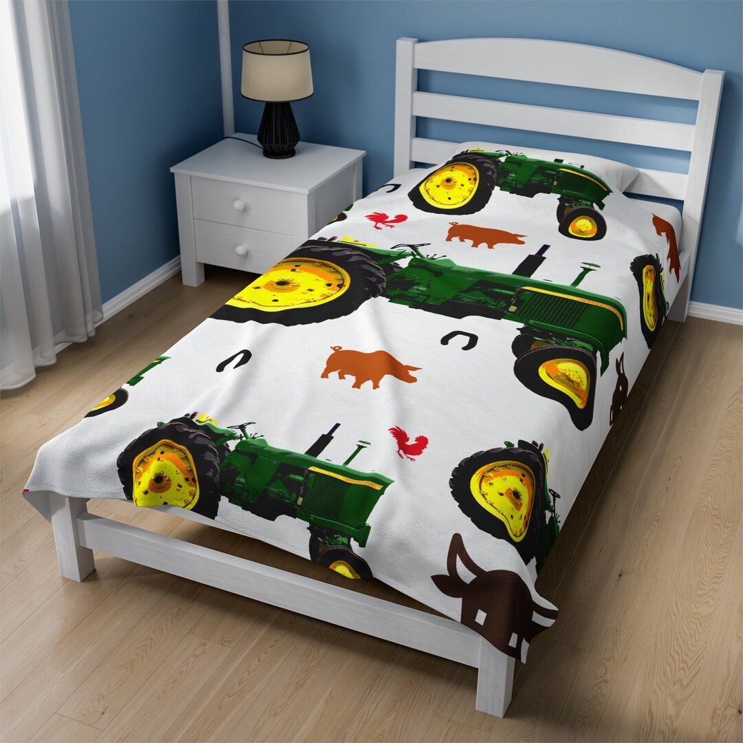 Boy Loves Tractors Gift, Boys Blanket, Boys Farming Bedroom, Tractor ...