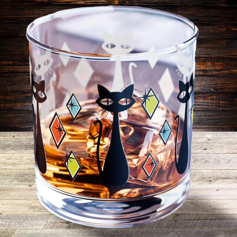 Atomic Cats Rocks Glass, 10oz Atomic Cats Whiskey Glass, Atomic Cats ...
