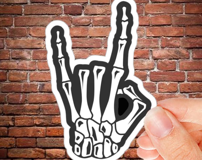Rock Skeleton Sticker, Skeleton Sticker, Rock and Roll Sticker ...