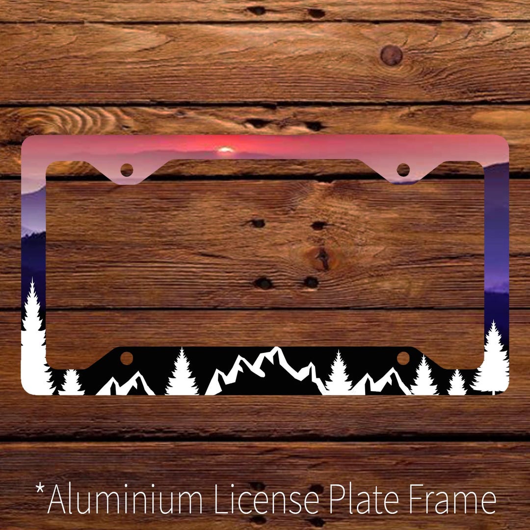 Mountains License Plate Frame, Mountain Sunset - Etsy
