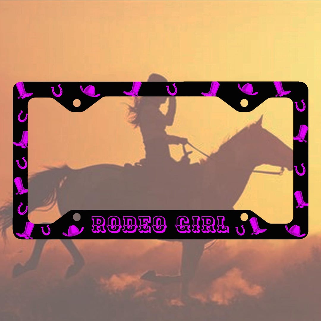 Western License Plate Frame, Rodeo Girl, Equestrian Rider Gift, Cowgirl ...