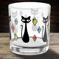 Atomic Cat Glasses MCM Retro Cocktail Glassware Set Mid Century Modern ...