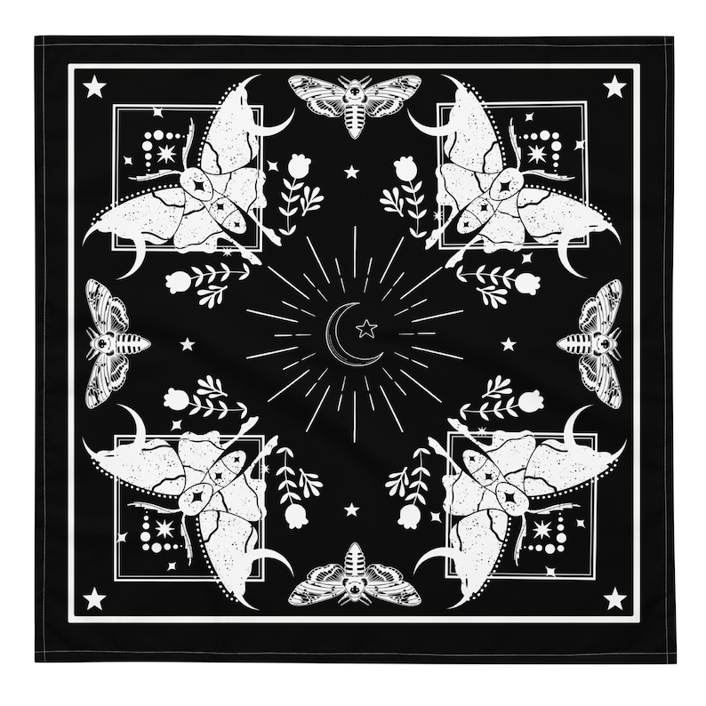 Moth Bandana, Phlox, Moon Bandana, Creature of the Night, Mystical Moth ...