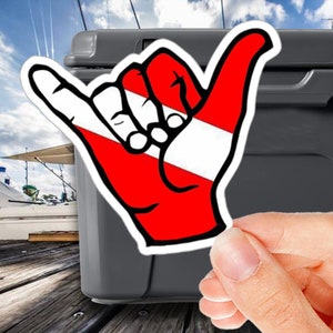 Diver Down Decal, Scuba Dive Decal, Shaka Hand Decal, Hang Loose ...