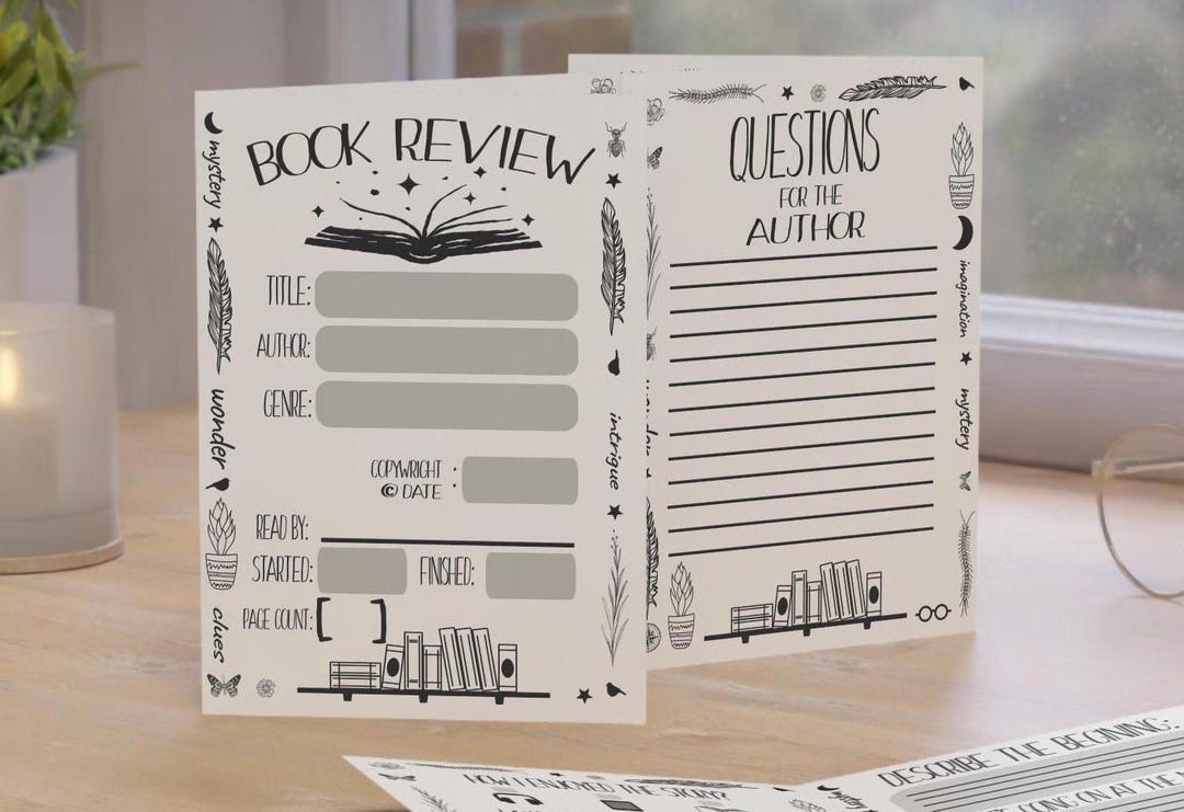 Book Review Cards, 10 Pack With Envelopes, Book Club Gift, Bookish Gift ...