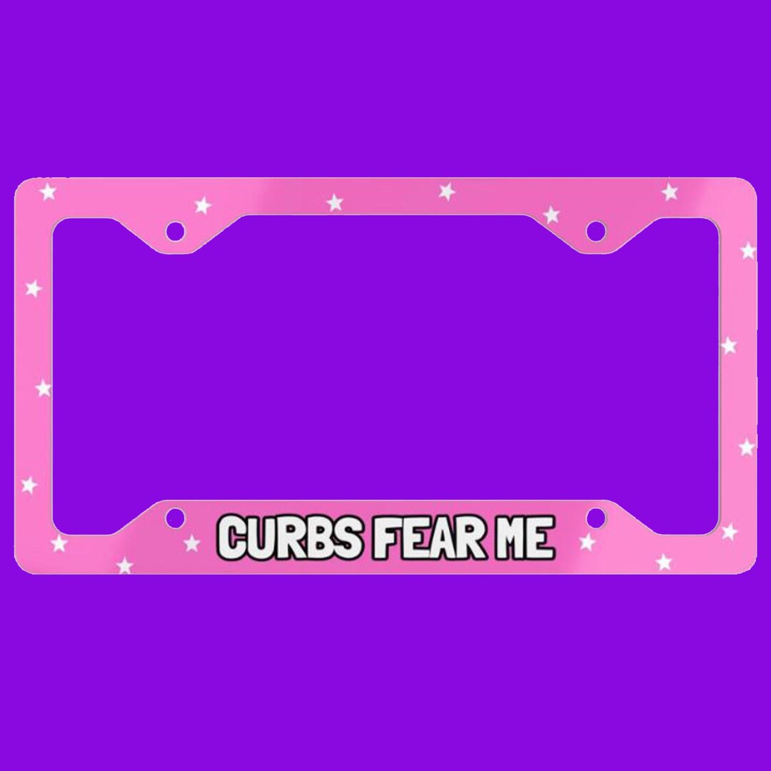 Curbs Fear Me License Plate Cover Frame, Hit the Curb, Kawaii License ...