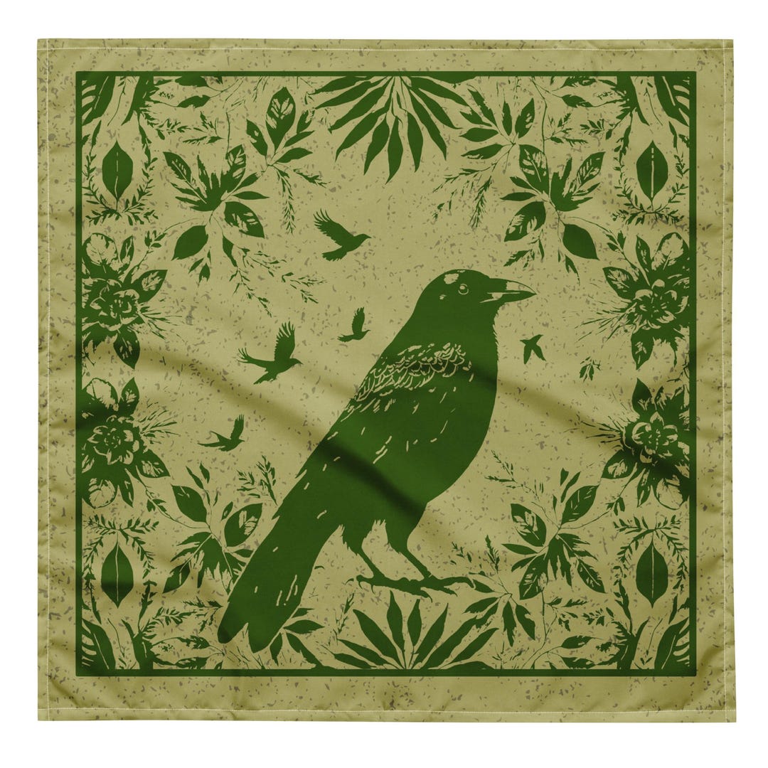 Crow Bandana - Warm Green - Handkerchief - 25.25" X 25.25" - Soft ...