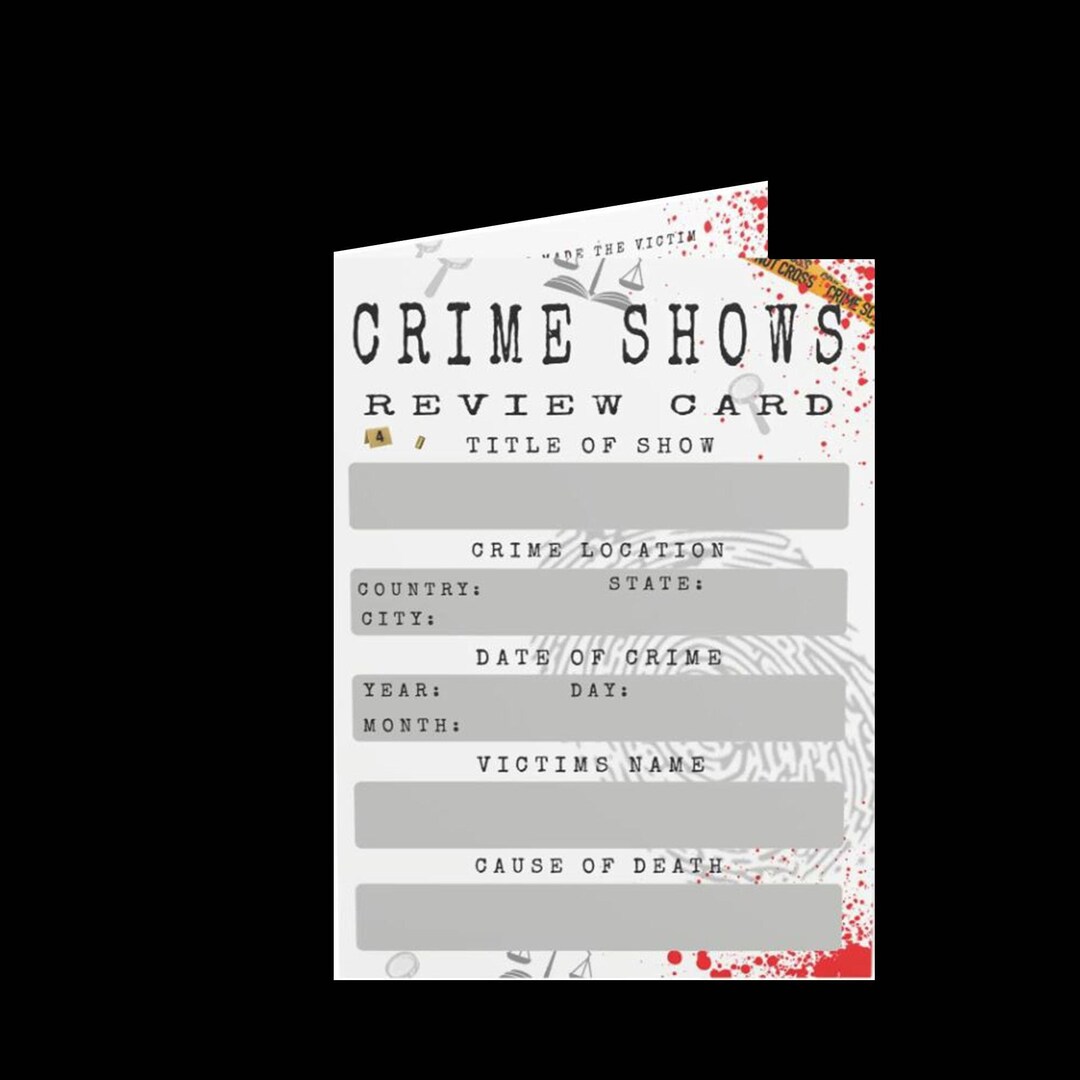 Crime Show Review Cards (1, 10, 30, and 50pcs) True Crime Journal, True ...
