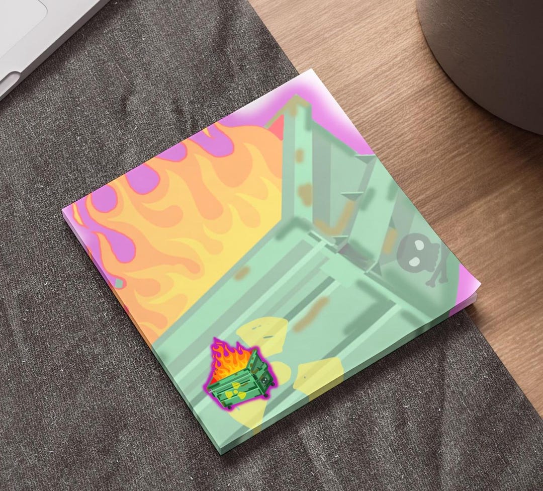 Cute Dumpster Fire Sticky Notes, Dumpster Sticky Note, Silly Sticky ...