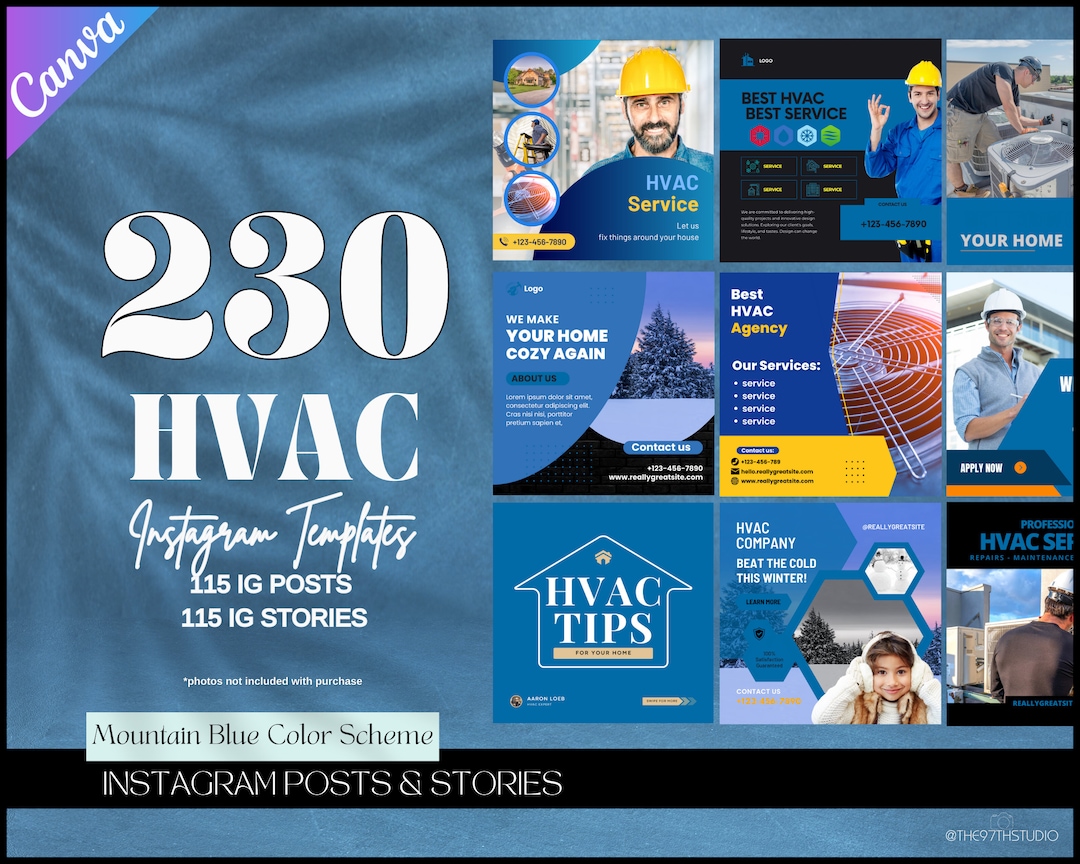 230 HVAC Instagram Template Posts for Small Business, HVAC Business ...