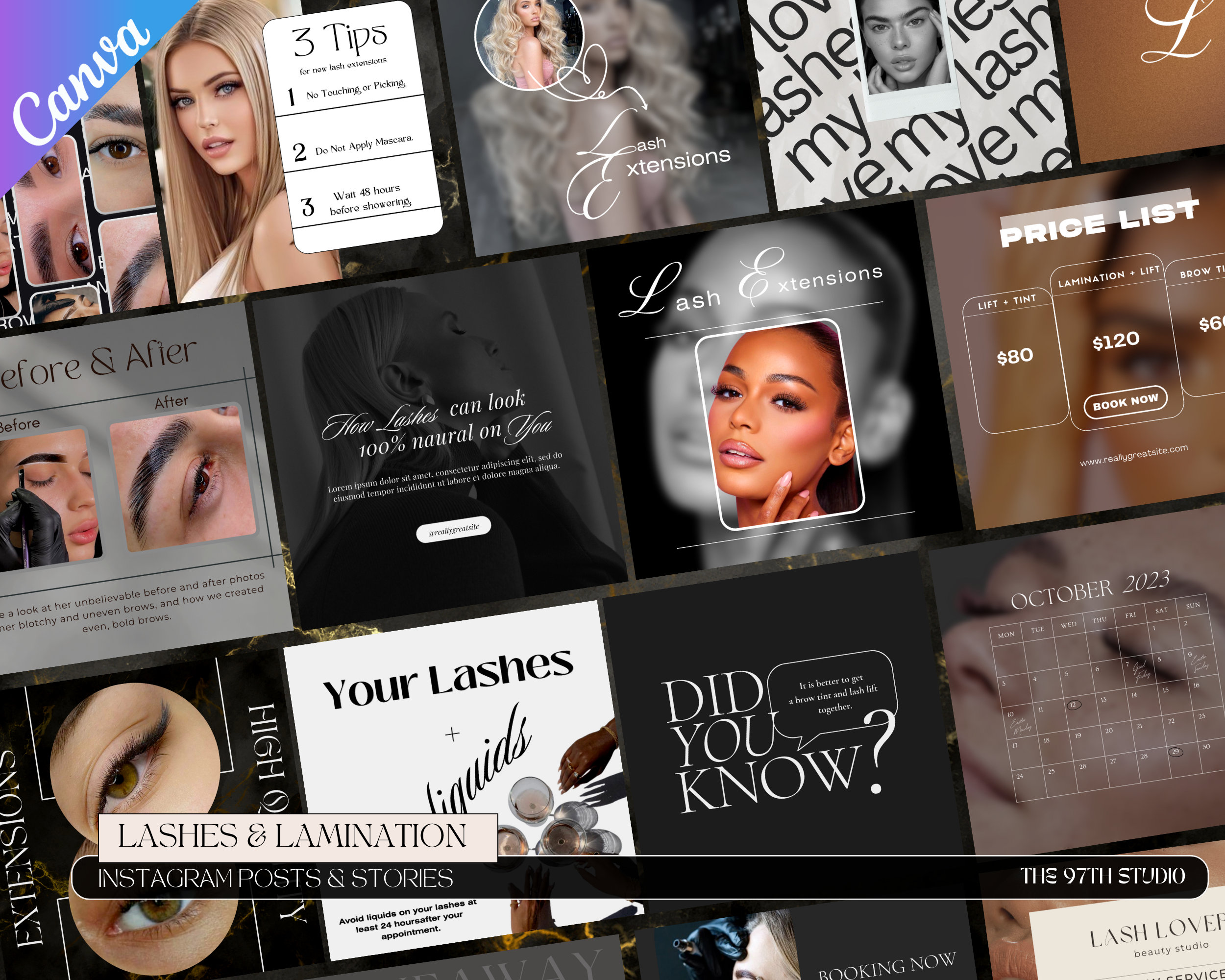 140 Lash Lift Instagram Templates, Brow Lamination Posts, Lash Tech ...
