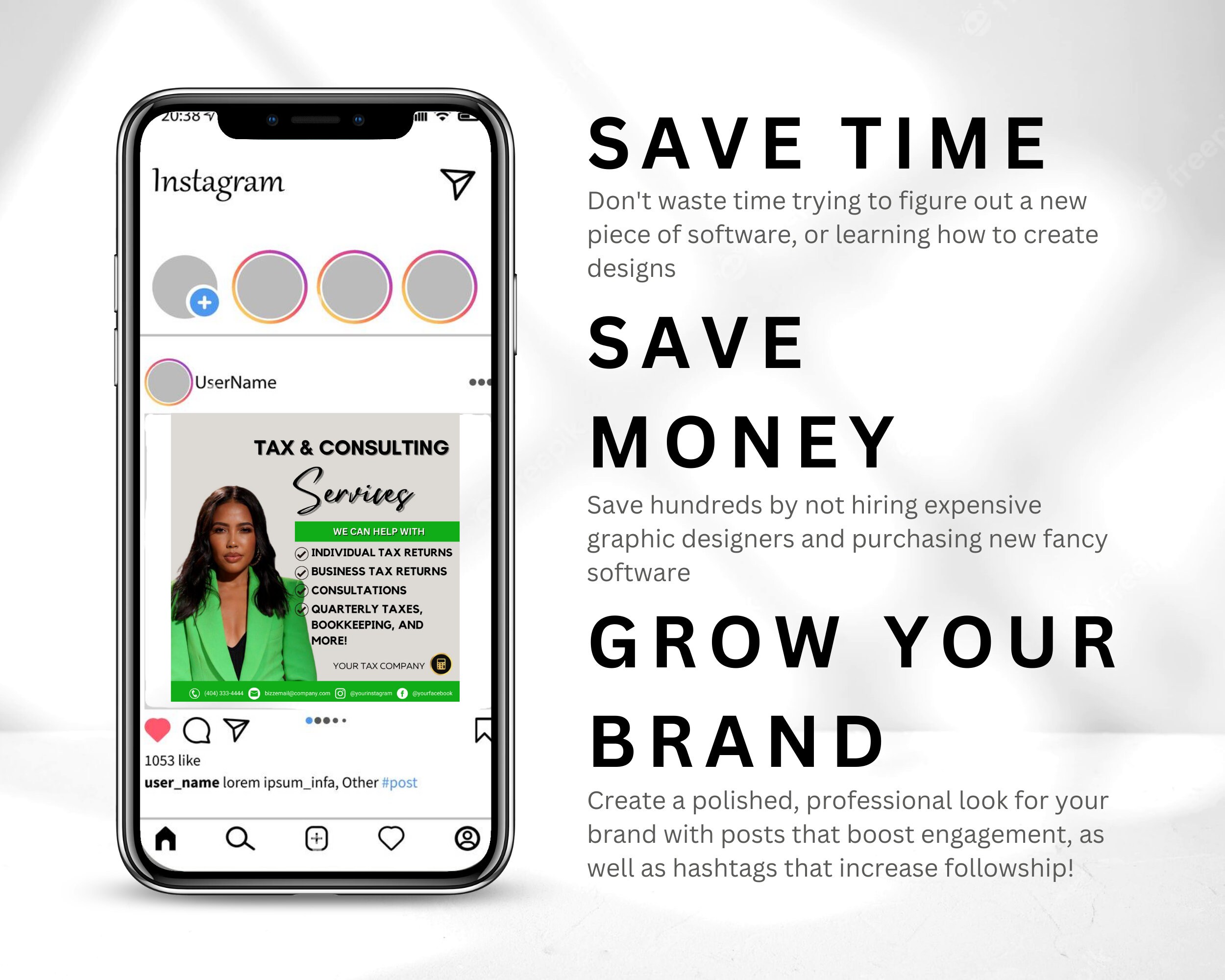 Tax Preparer Instagram Template Social Media BUNDLE, Tax Preparation ...