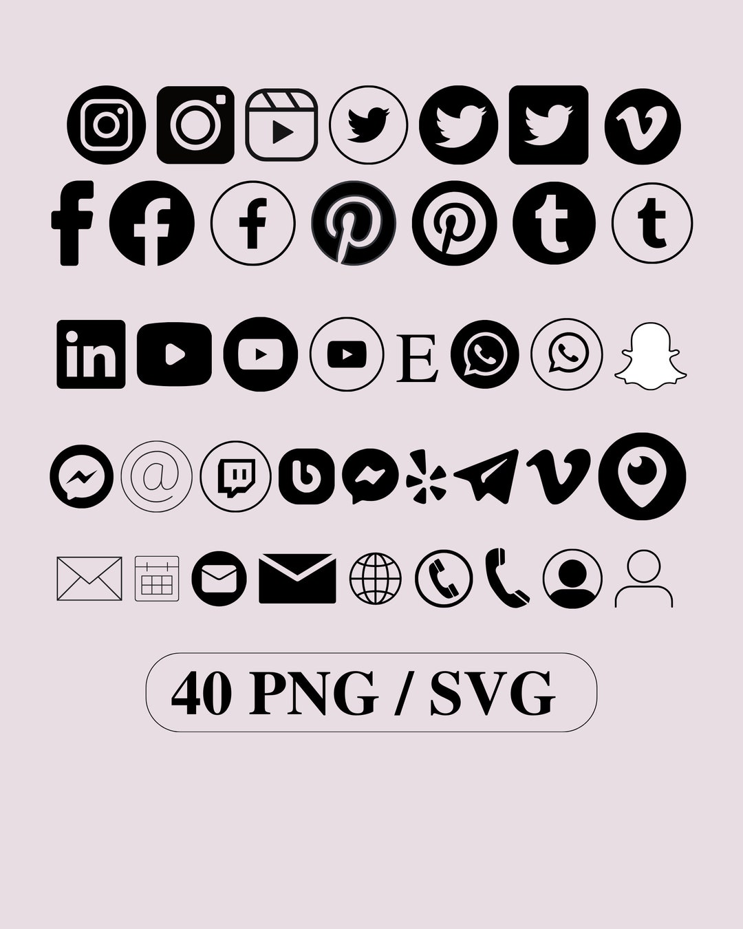 40 Social Media Icons | Instagram Svg | Social Media Icons ...