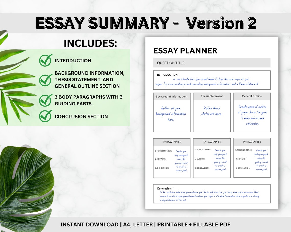 8 Pg Essay Planner Printable BUNDLE for Students Essay - Etsy